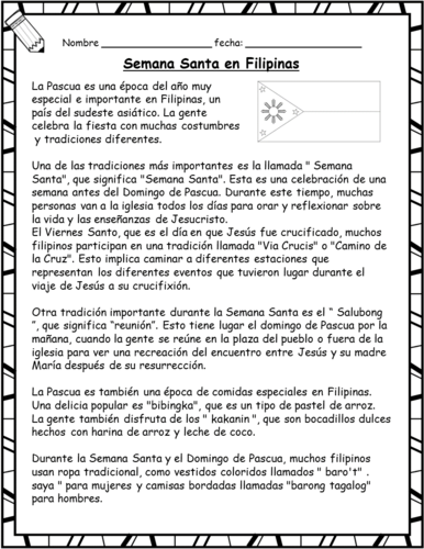 Comprensiones de lectura de Pascua en español - La pascua en todo el ...