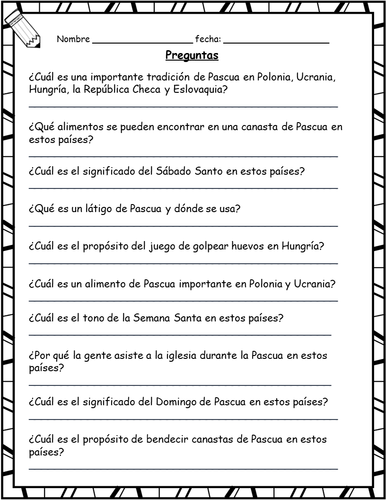 Comprensiones de lectura de Pascua en español - La pascua en todo el ...