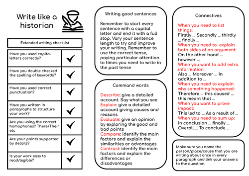 Write like a historian | Teaching Resources