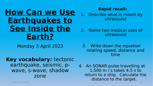 Physics - Seismic Waves | Teaching Resources Physics - Seismic Waves | Teaching Resources