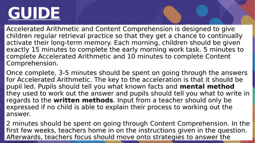 Early Morning Activity Year 5 Autumn 1 Week 1 | Teaching Resources