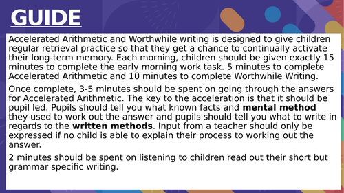 Early Morning Activity Year 5 Autumn 1 Week 1 | Teaching Resources