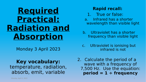 Physics - Radiation Required Practical | Teaching Resources