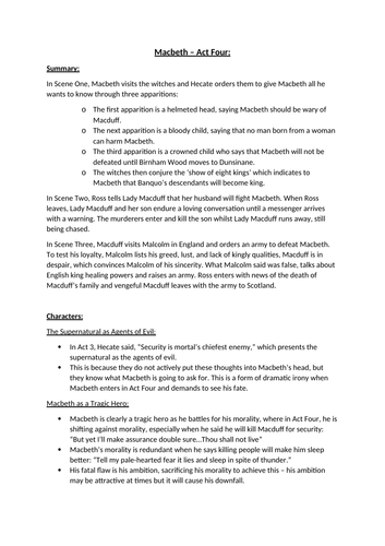 Grade 9 Macbeth Revision Notes | Teaching Resources