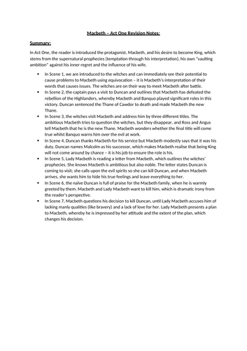 Grade 9 Macbeth Revision Notes | Teaching Resources