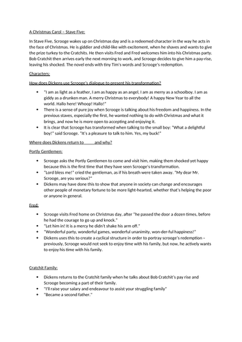 A Christmas Carol Revision Notes | Teaching Resources