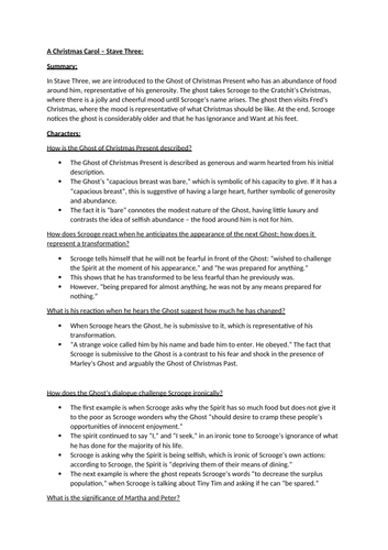 A Christmas Carol Revision Notes | Teaching Resources