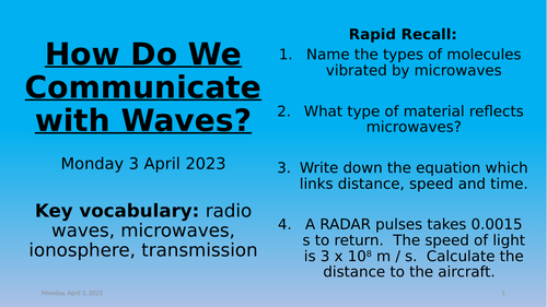 Physics - Communicating with Waves | Teaching Resources