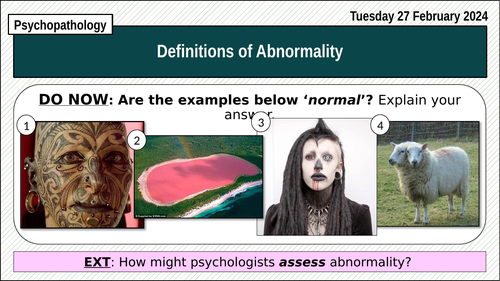 A-Level Psychology - THE FOUR DEFINITIONS OF ABNORMALITY ...