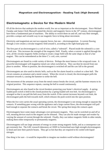 Physics - Uses of Electromagnets | Teaching Resources