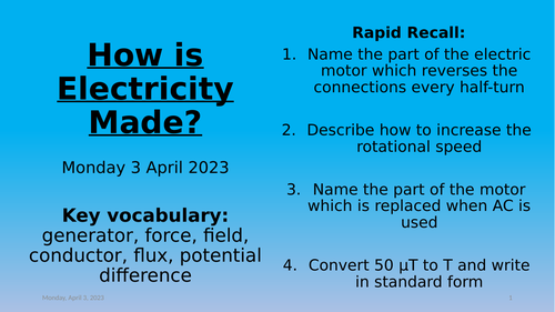 Physics - the Generator Effect | Teaching Resources