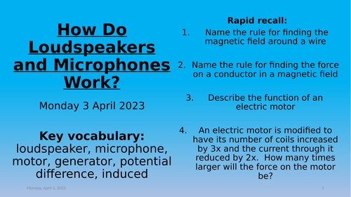 Physics - Loudspeakers and Microphones | Teaching Resources