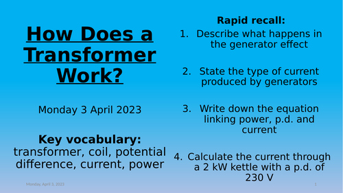Physics - Transformers | Teaching Resources