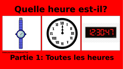 French: Telling the time: Part 1: On the hour | Teaching Resources