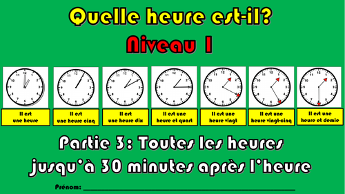 French: Telling the time: Part 3: On the hour to half past the hour ...
