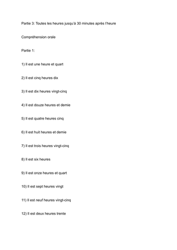 French: Telling the time: Part 3: On the hour to half past the hour ...