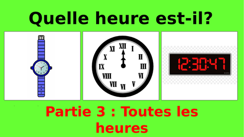 French: Telling the time: Part 3: On the hour to half past the hour ...