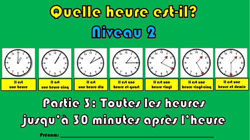 French: Telling the time: Part 3: On the hour to half past the hour ...