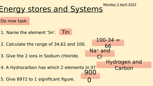 P1 Energy stores and systems | Teaching Resources