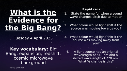 Physics - the Big Bang | Teaching Resources