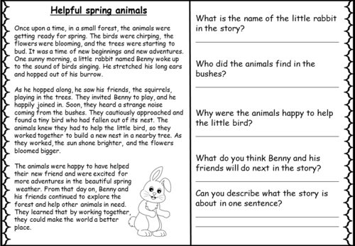 Spring short stories: Reading comprehensions with answers KS2 ...