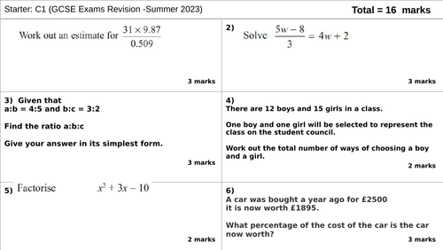 Retrieval starters GCSE | Teaching Resources Retrieval starters GCSE | Teaching Resources