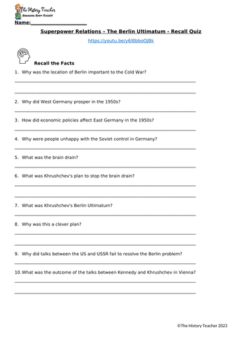 The Berlin Ultimatum - Editable Worksheets | Teaching Resources