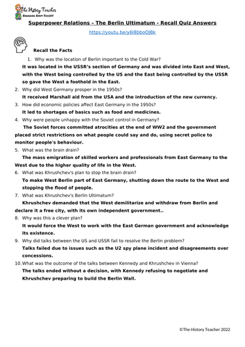 The Berlin Ultimatum - Editable Worksheets | Teaching Resources