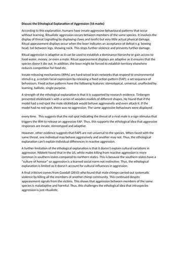 Aggression Essays Bundle 16 Mark Answers AQA Psychology | Teaching ... Aggression Essays Bundle 16 Mark Answers AQA Psychology | Teaching ...