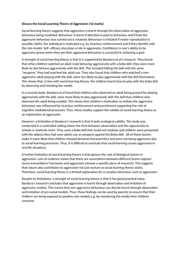 Aggression Essays Bundle 16 Mark Answers AQA Psychology | Teaching ... Aggression Essays Bundle 16 Mark Answers AQA Psychology | Teaching ...