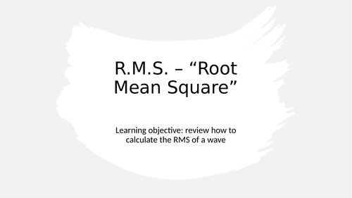LESSON ROOT MEAN SQUARE | Teaching Resources