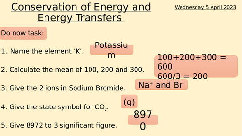 P1 Conservation of energy and energy transfers | Teaching Resources