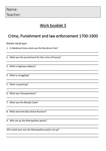 GCSE history crime and punishment revision bundle | Teaching Resources