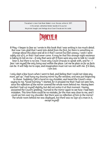 Dracula 2 week Whole Class Reading planning and resources | Teaching ...