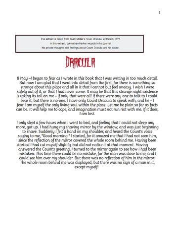 Dracula 2 week Whole Class Reading planning and resources | Teaching ...