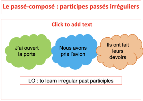 Le passé-composé (KS3) : participes irréguliers | Teaching Resources