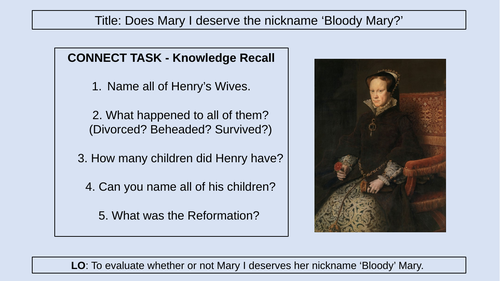Entire KS3 SOW on the Tudors including; knowledge recall opportunities, assessments, DIRT and an ...