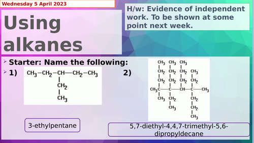 AQA Chemistry A Level Alkanes | Teaching Resources