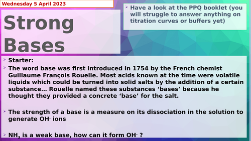 AQA Chemistry A Level Acids and Bases | Teaching Resources