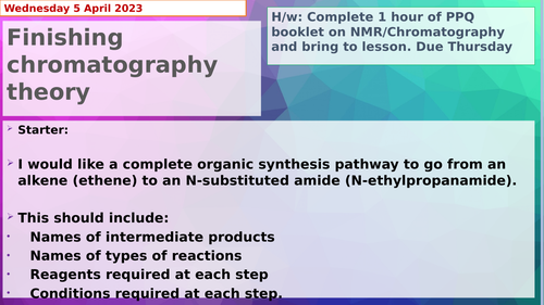 AQA Chemistry A Level NMR and Chromatography | Teaching Resources