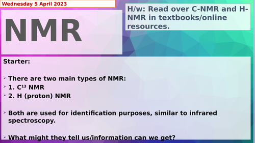 AQA Chemistry A Level NMR and Chromatography | Teaching Resources