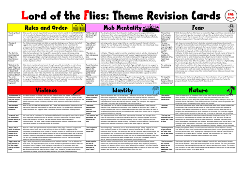 Lord of the Flies Theme Revision Cards 2024 | Teaching Resources