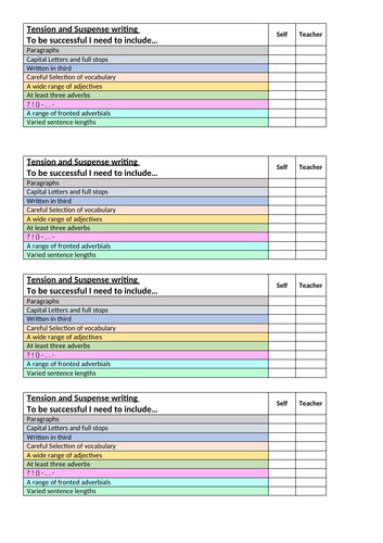 Y5/6 Writing Success Criteria Tension and Suspense Book Strip ...