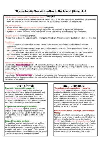 A2 BIOPSYCHOLOGY 16 mark essay plans | Teaching Resources