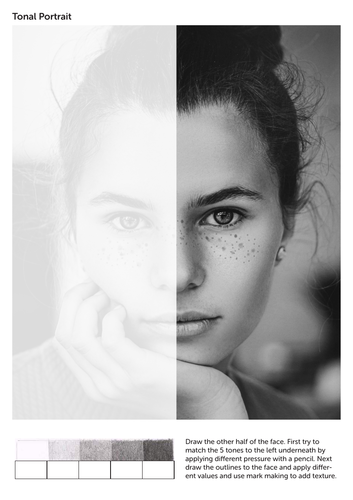 Tonal portrait drawing. Cover KS3 | Teaching Resources