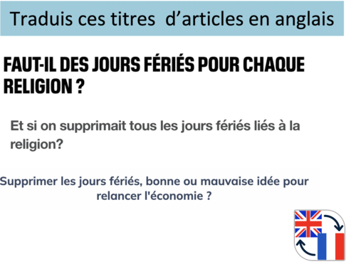 Les traditions : les jours fériés (Y12) | Teaching Resources