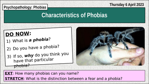 A-Level Psychology - CHARACTERISTICS OF PHOBIAS [Psychopathology Topic ...