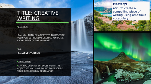 Creative writing holiday destination | Teaching Resources