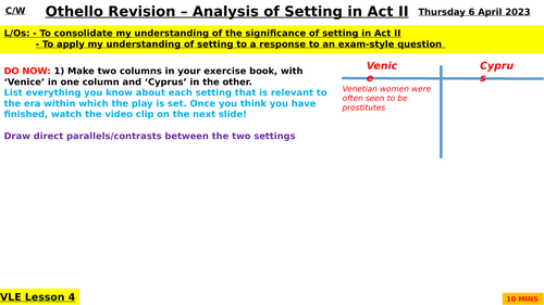 Othello Complete Act 1 and 2 Revision (Independent Learning) | Teaching ...