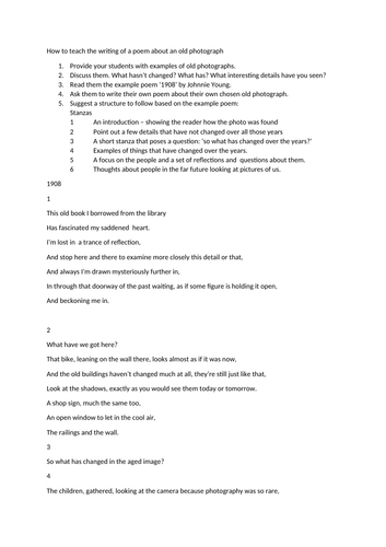 How to teach the writing of a poem about an old photograph | Teaching ...